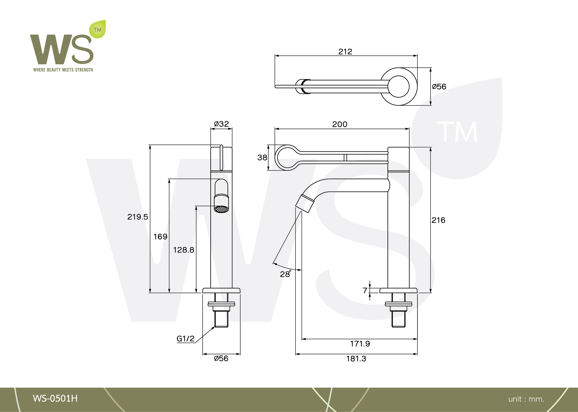 WS ก๊อกพยาบาลก้านปัดยาวพิเศษ ทรงสูง รุ่น Nan WS-0501H-L - WS Bathroom ...