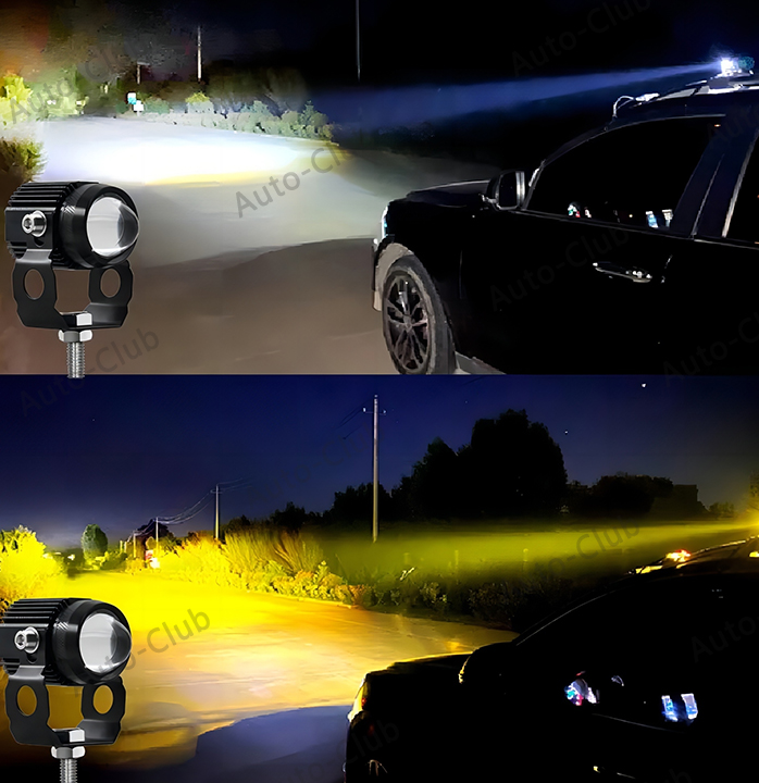 Motorcycle-Mini-Driving-Light-Headlight-Universal-Dual-Color-ATV ...