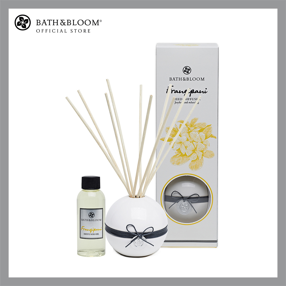 BATH & BLOOM Frangipani Diffuser 100ml. บาธ แอนด์ บลูม Set ชุดไม้หอมอโรม่าปรับอากาศกลิ่นลีลาวดี ...