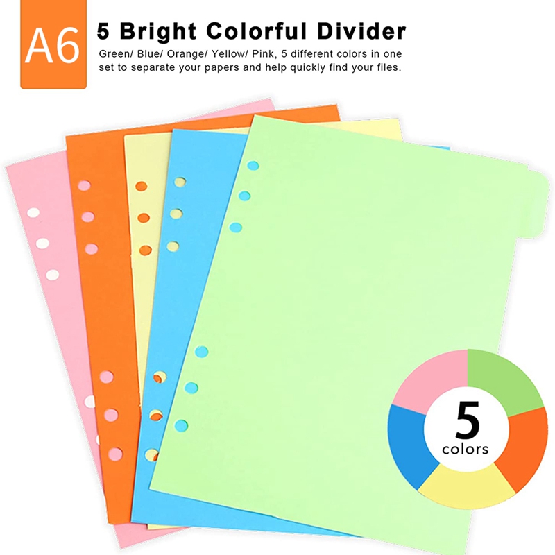[COD][จัดส่งฟรี]10 Sets A6 Subject Dividers Paper Sheet, Punched File ...