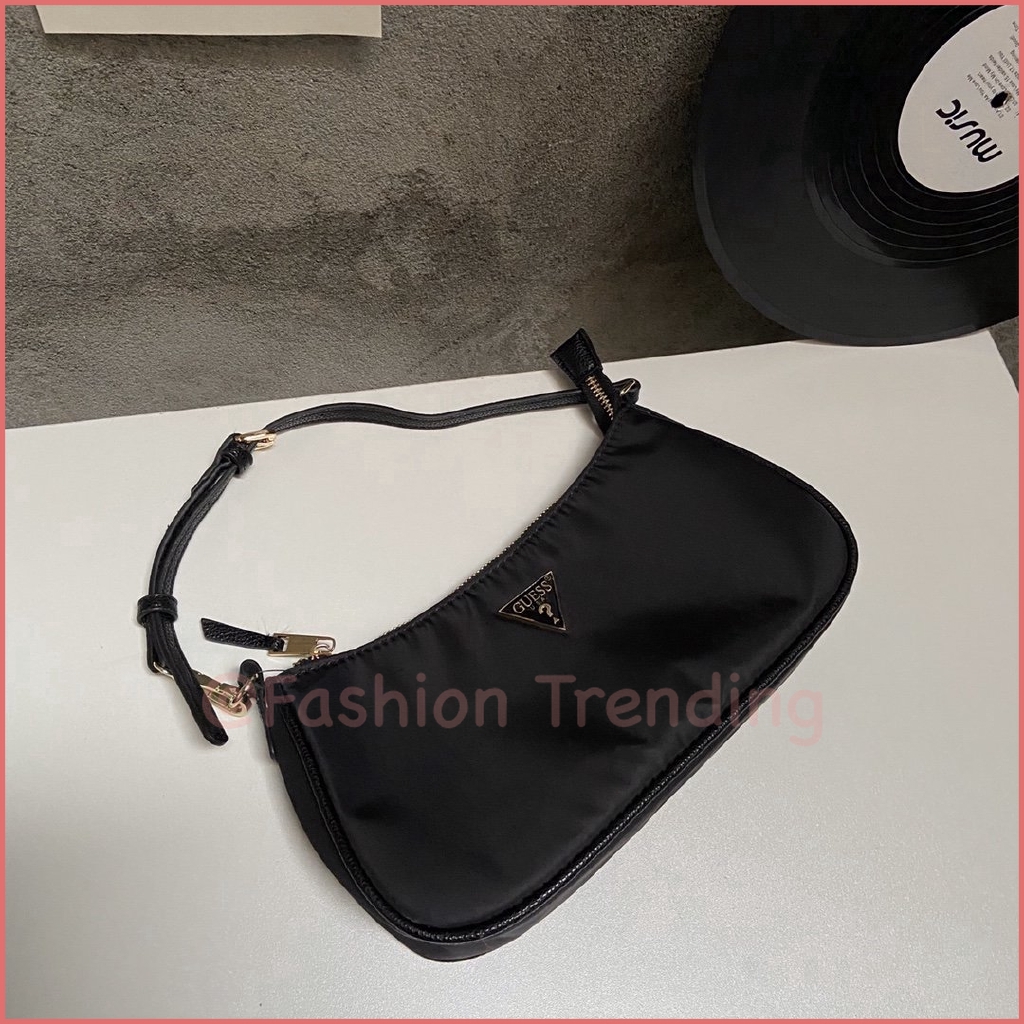Guess Zip Underarm Bag Oxford Cloth Shoulder Bag Black Sling Bag ...