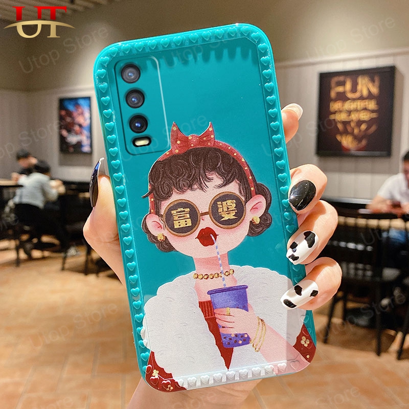 การ์ตูนต้นฉบับหมีสาวเคสโทรศัพท์สำหรับ VIVO Y20 Y20S Y20i Y20SG Y12S ...