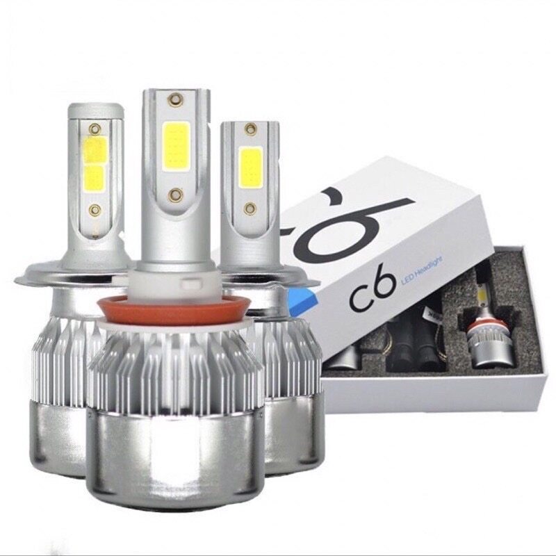 1คู่ ไฟหน้ารถยนต์ C6 LED แสงสีขาว H1 H3 H4 H7 H11 9005 9006 36W 6000K - YUNLEO - ThaiPick