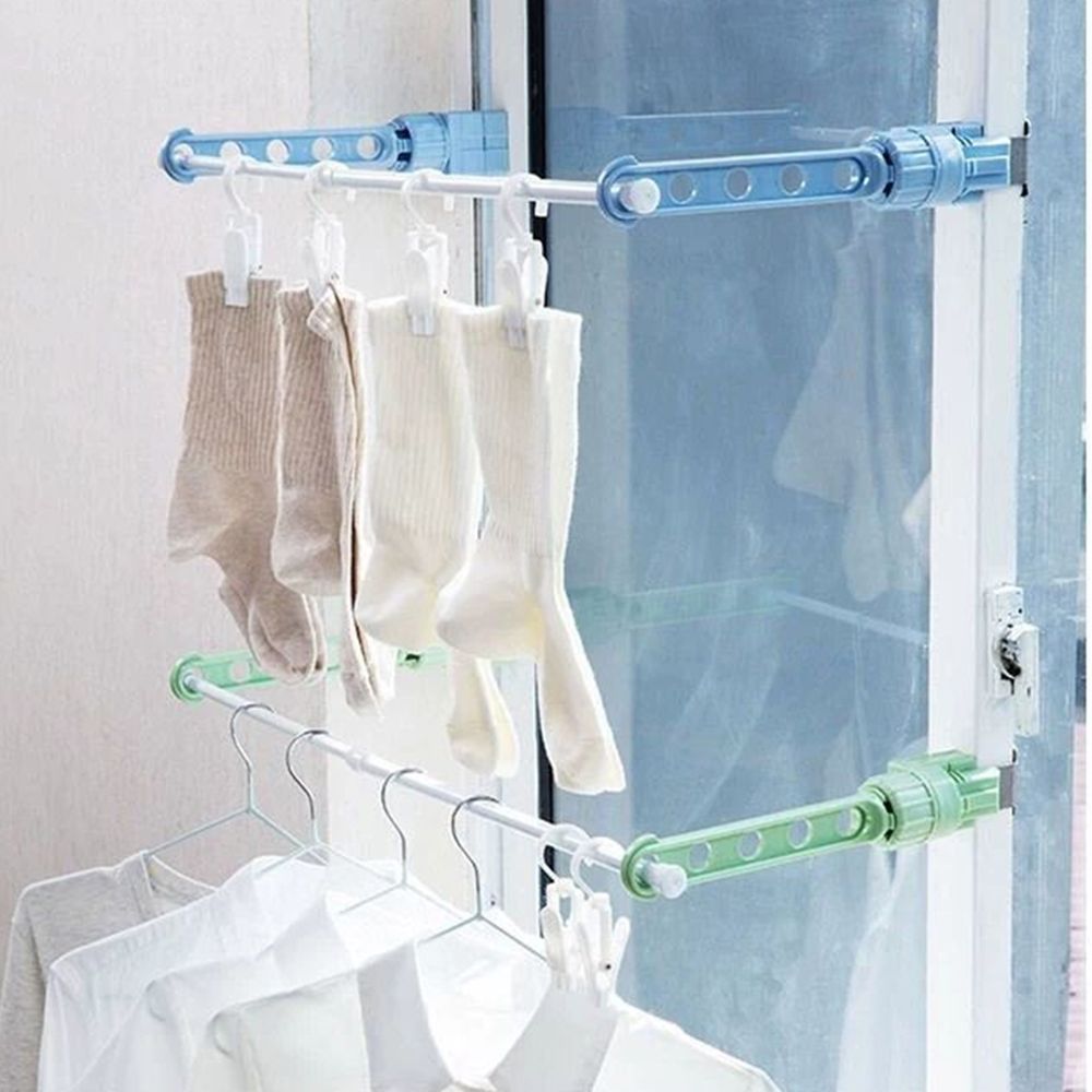 UNQCSA Plastic 8-holes Portable Sturdy Window Frame Hanger Clothes Rack ...