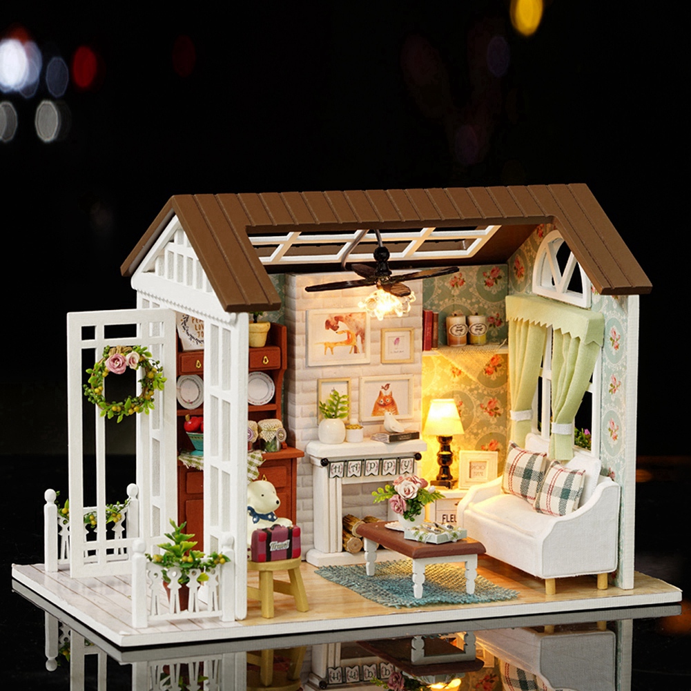 DIY Wooden Cottage Miniature House Kit Kids Gifts Toy Home Decoration ...