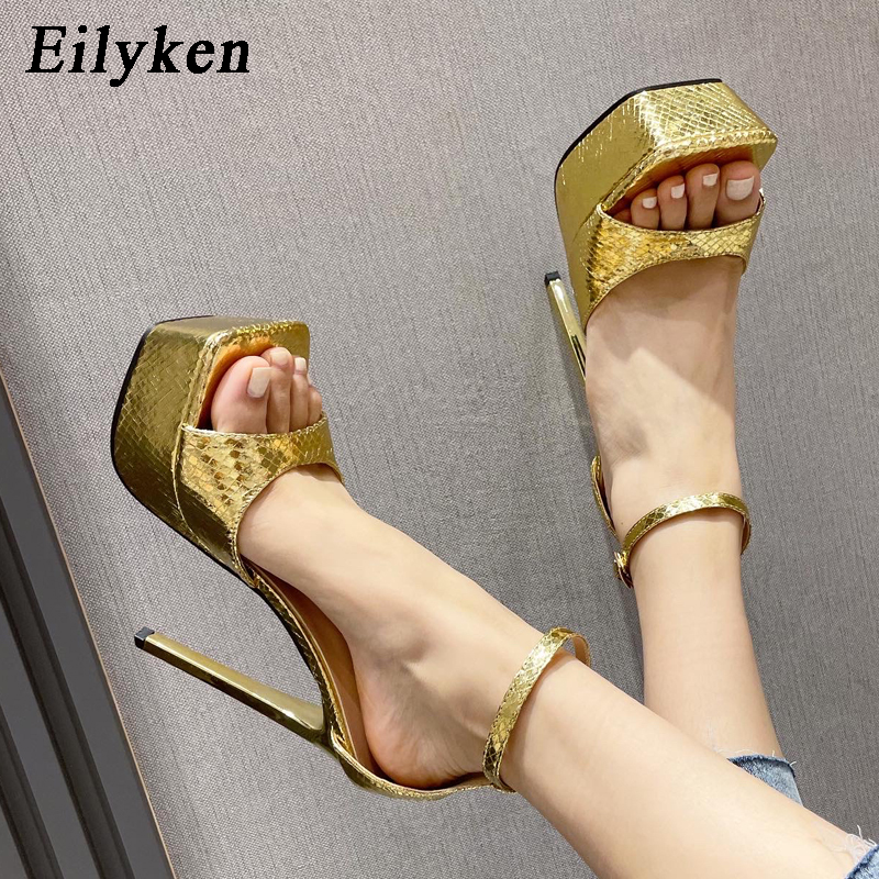 Eilyken 2022 New Summer Ankle Strap Women Sandals Platform High Heels Fashion Peep Toe Slides ...