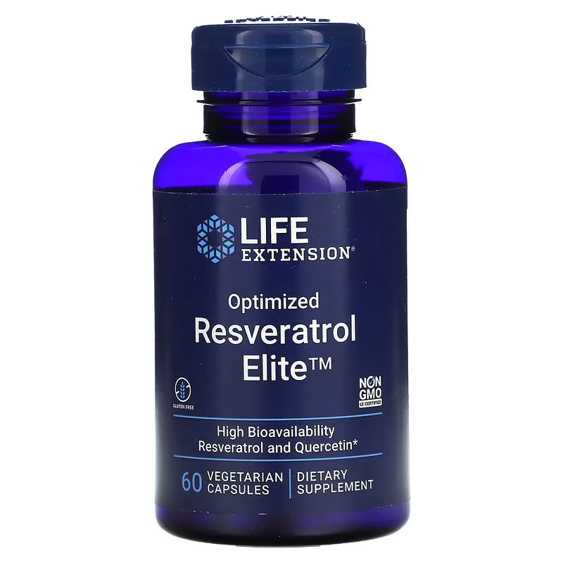 Life Extension Optimized Resveratrol Elite 60 Vegetarian Capsules ...