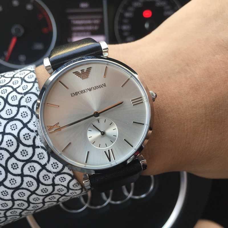 อาร์มานี่แท้ Armani นาฬิกาผู้ชายนาฬิกาสายเหล็กบางเฉียบสีดำหน้าปัดนาฬิกา ...