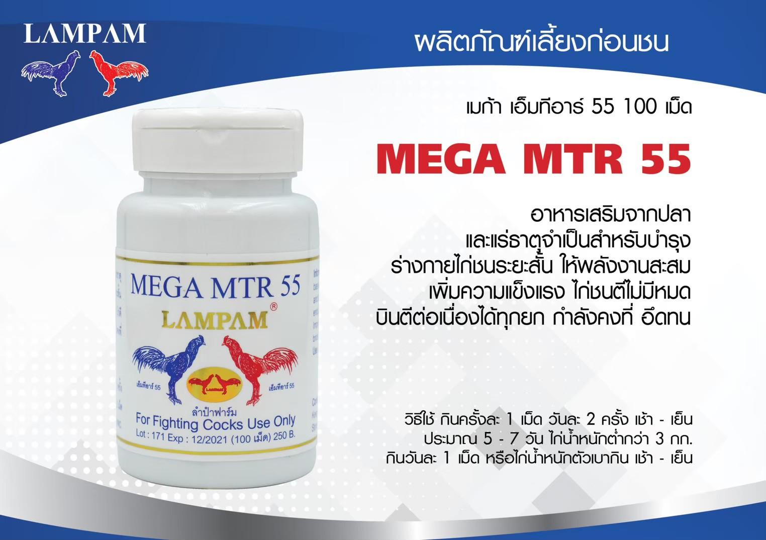 MEGA MTR 55 100 tablets เมก้า เอ็มทีอาร์ 55 100 เม็ด#ลำปำ #ยาไก่ลำปำ ...