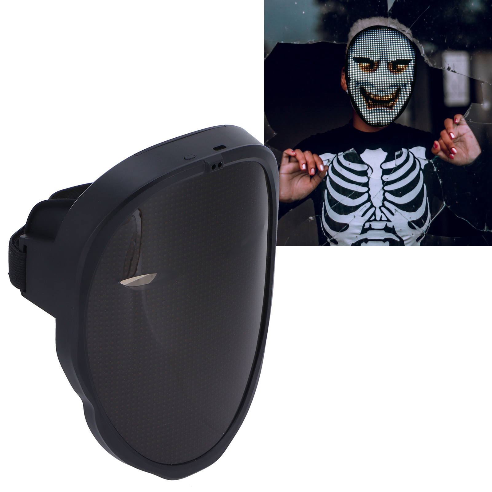 【Cosplay】LED Mask Shining APP Mask for Costume Halloween Christmas ...