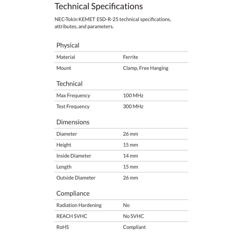 TOKIN ESD R-25 แกนเทอร์รอย แกนเฟอร์ไรต์ 26mm. FERRITE (Pack 1 ชิ้น ...