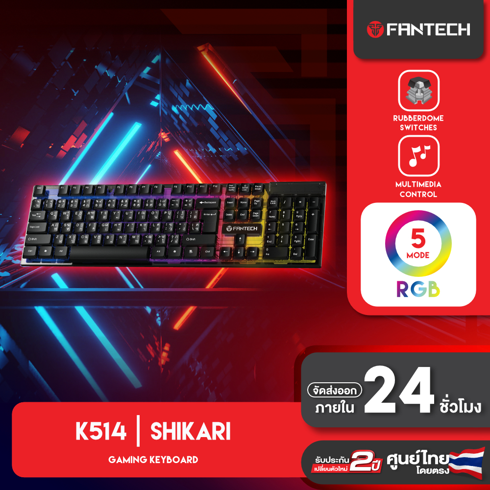 FANTECH คีย์บอร์ดเกมมิ่ง Semi Mechanical ไฟ RGB Gaming Keyboard รุ่น K514 | Lazada.co.th