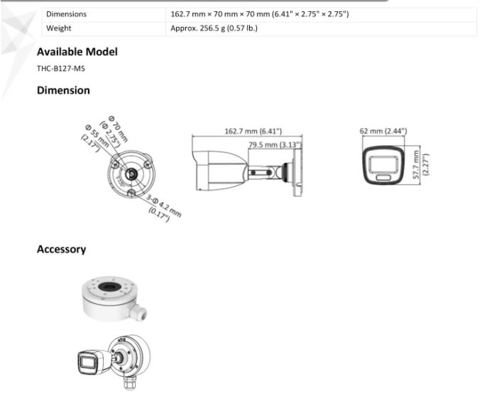 THC-B127-MS (2.8MM) กล้องวงจรปิด Hilook 2 MP 1920 × 1080 resolution รับ ...