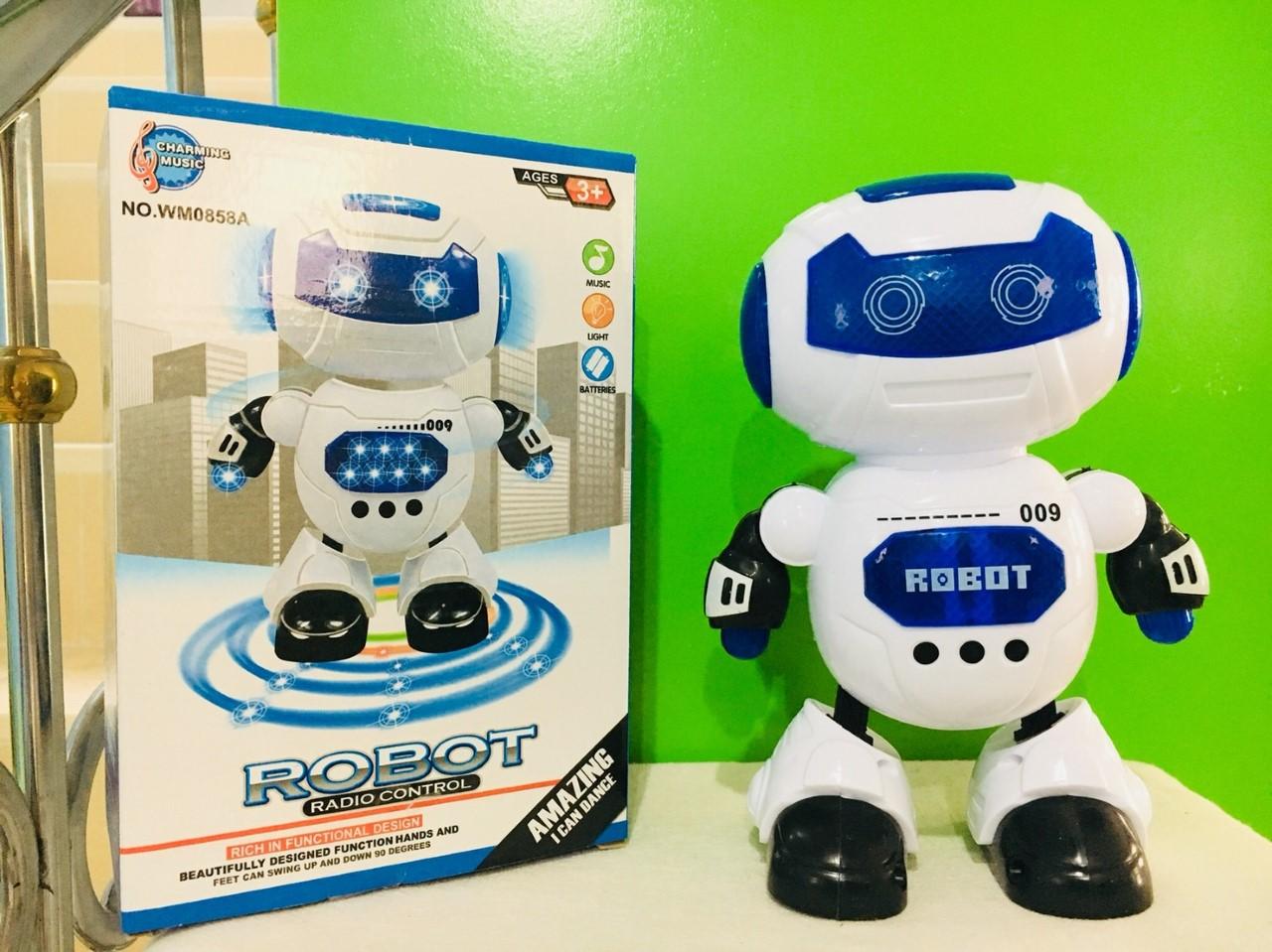 หุ่นยนต์ขยับแขนและขาได้ มีไฟ มีเสียงเพลง ใส่ถ่านAA 3 ก้อน Robot 009 ...