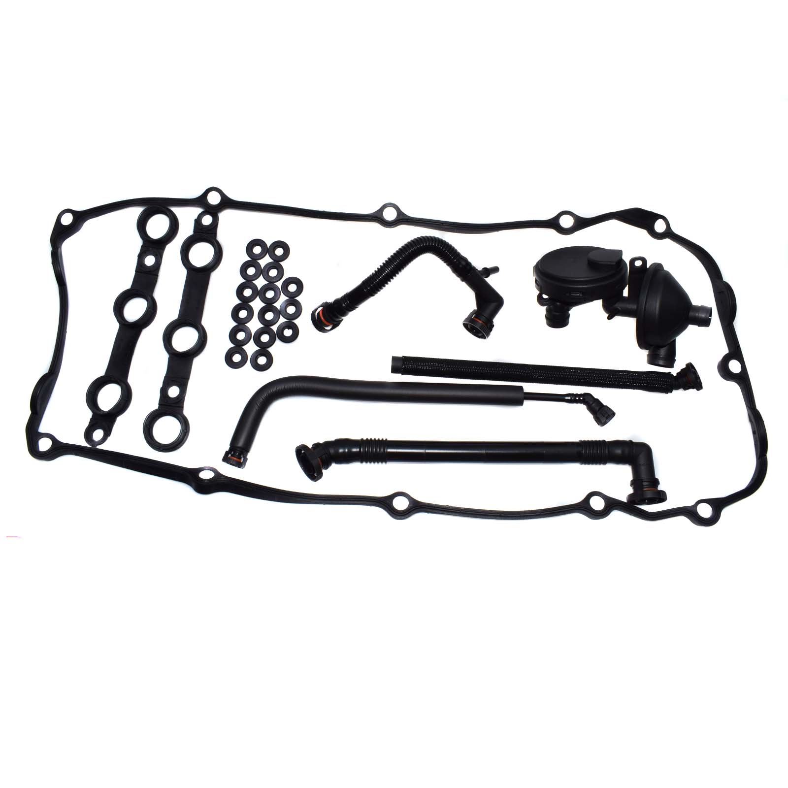 PCVชุดท่อระบายวาล์วระบายเหวี่ยง,+ ปะเก็นฝาครอบสำหรับBMW E46 11617501566 ...