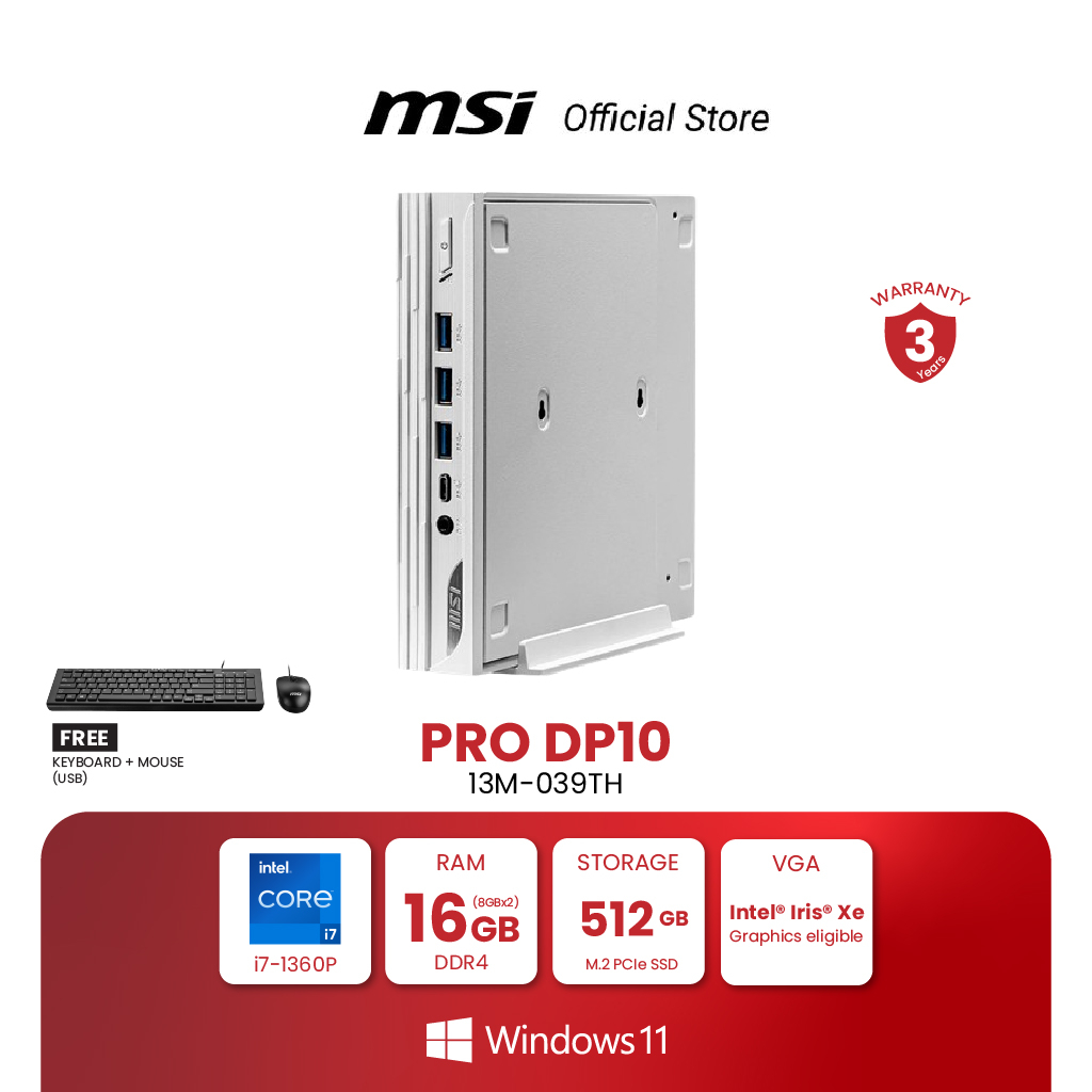 MSI PRO DP10 13M-038TH | PRO DP10 13M-039TH | i7-1360P | 16GB(8GBx2 ...