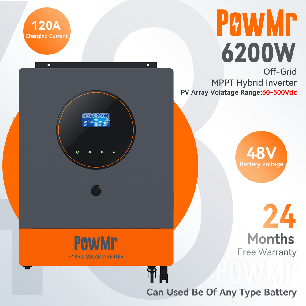 PowMr 6.2KW ไฮบริดอินเวอร์เตอร์พลังงานแสงอาทิตย์ ไฮบริดออน ออฟกริด MPPT ...