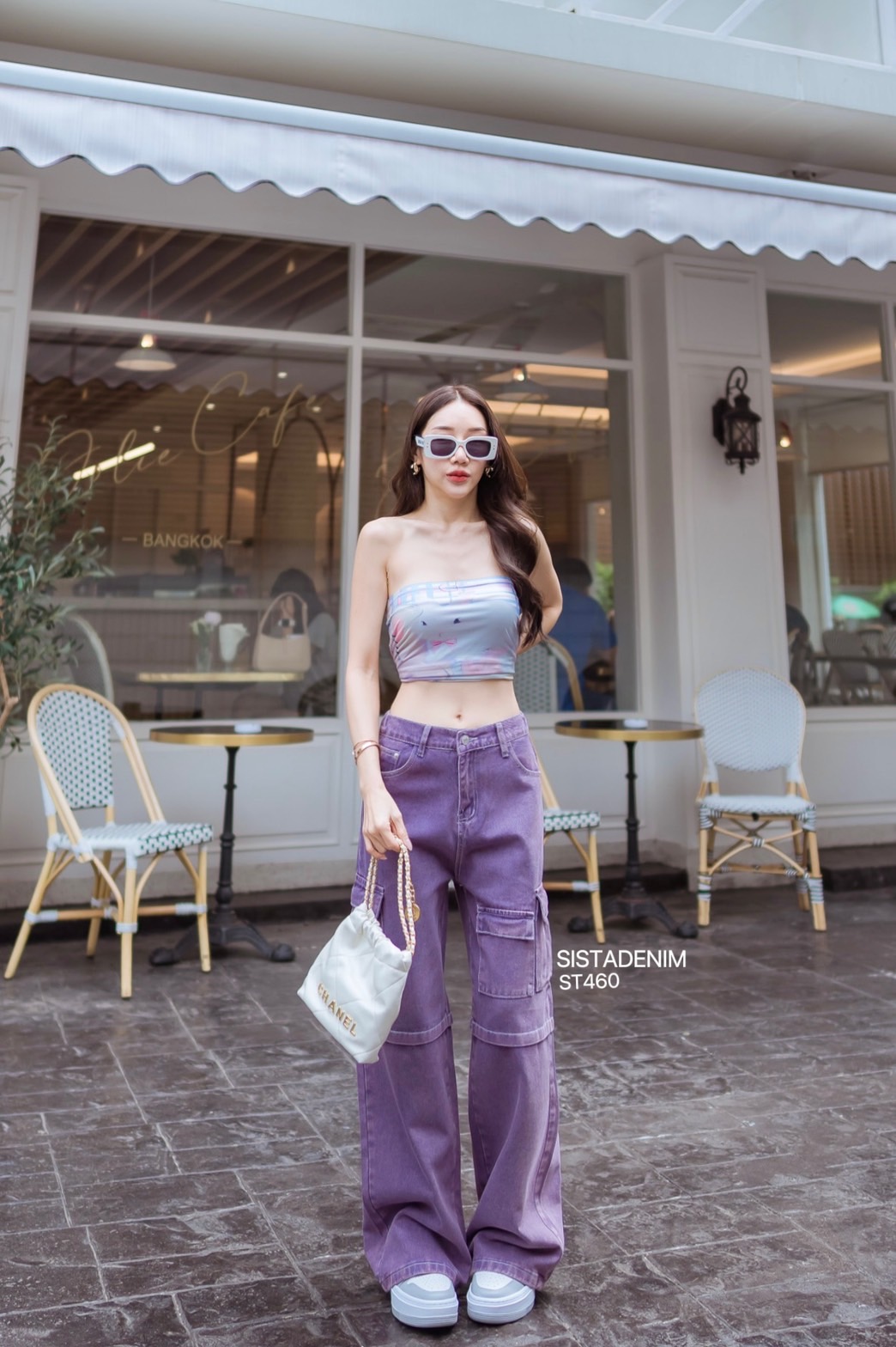 ST460 SistaDenim กางเกงสไตล์คาร์โก้สีม่วงผู้หญิง - Sista Denim - ThaiPick