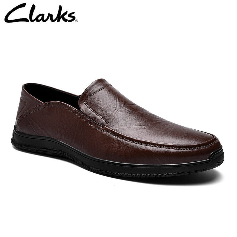 Clarks_ คอลเลกชัน Cambro Step Men รองเท้าหนังสีดำแบบสวมสบาย | Lazada.co.th