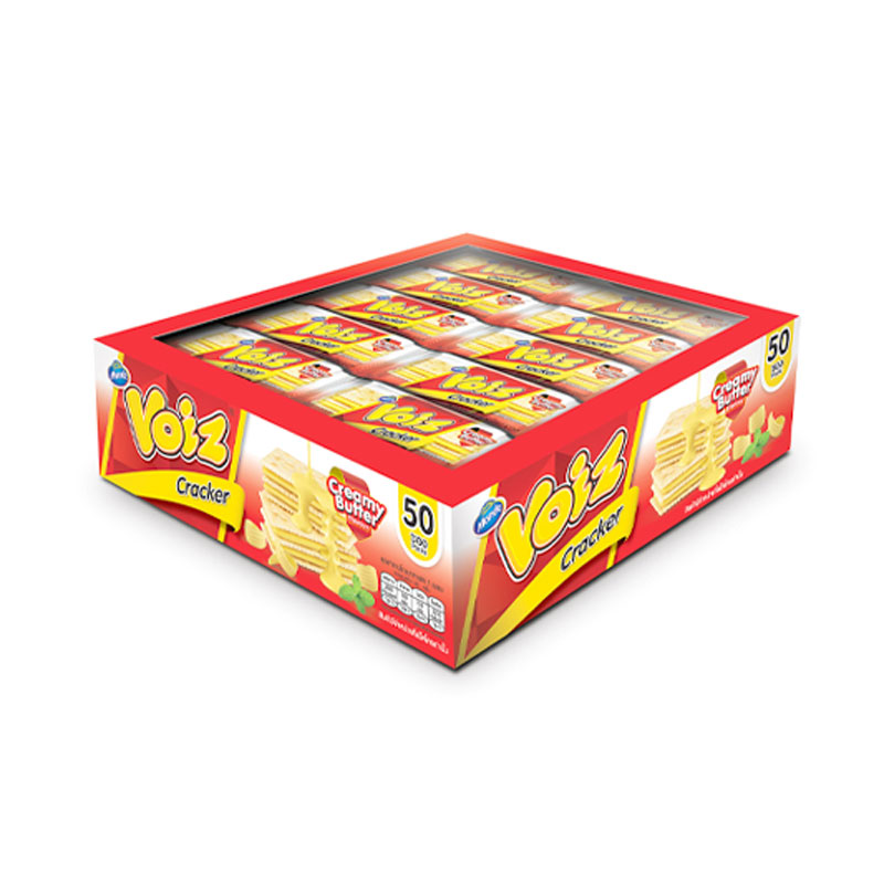 Voiz Crackers วอยซ์ แครกเกอร์สอดไส้ครีม กลิ่นครีมมี่บัตเตอร์ 8 กรัม แพ ...