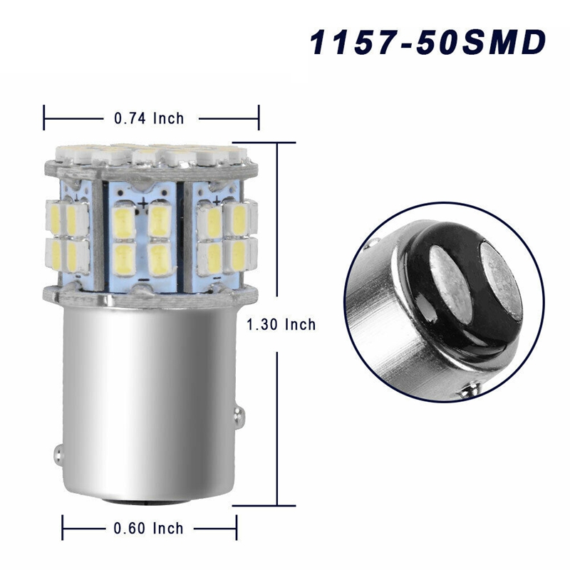 2Pcs 6000K White 1157 50SMD Tail Brake LED Lights Bulb BAY15D 12V - Car nanny - ThaiPick
