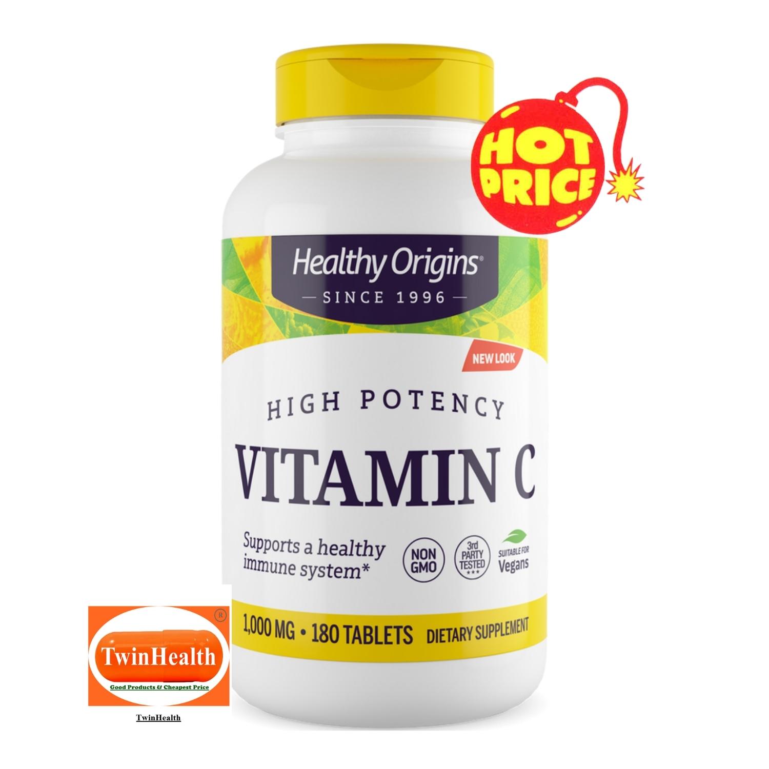 Healthy Origins High Potency Vitamin C 1000 mg 180 Tablets - TwinHealth ...
