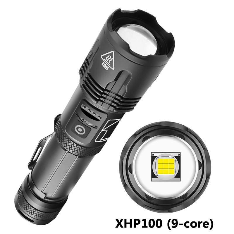 XHP100 High Quality 9-core Led Flashlight Zoomable Torch Usb ...