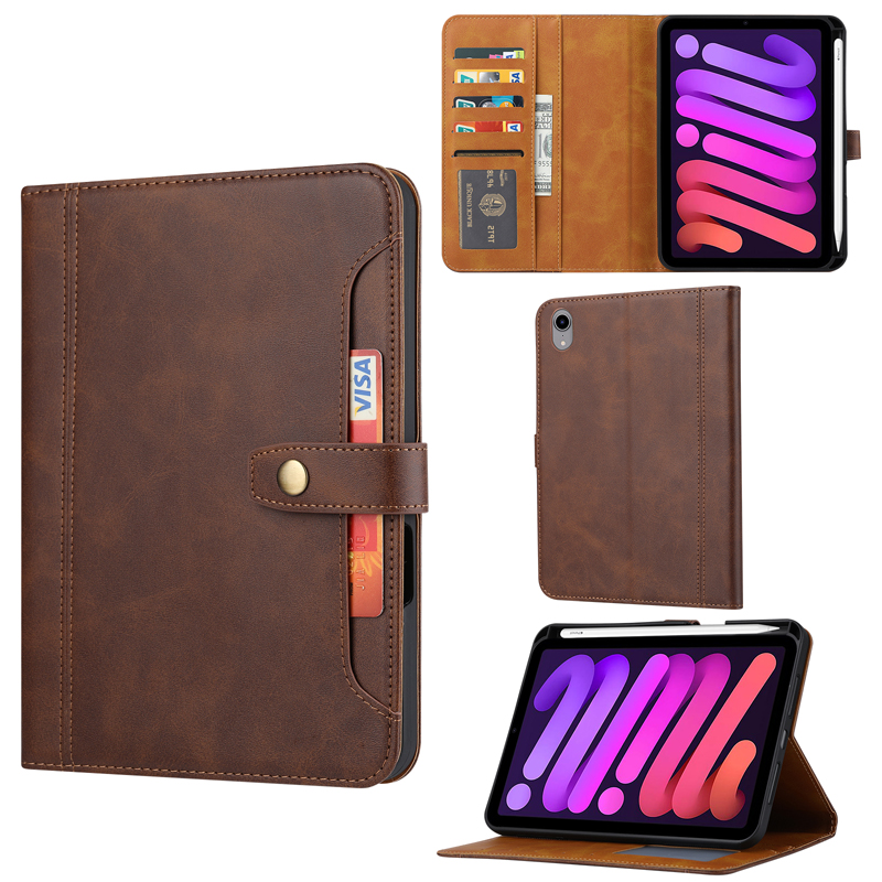 For iPad Mini 6 Case Luxury Flip Leather Book Tablet Cover With Cards ...
