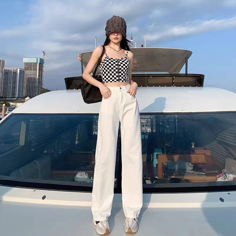 CYGYกางเกงยีนส์ สไตล์เกาหลี ทรงขากระบอกขาไม่บาน สียีนส์อ่อนยีนส์เข้ม ...