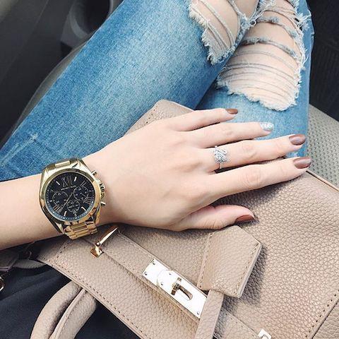 นาฬิกาข้อมือผู้หญิง Michael Kors Black Dial Rose Gold Color Watch รุ่น ...