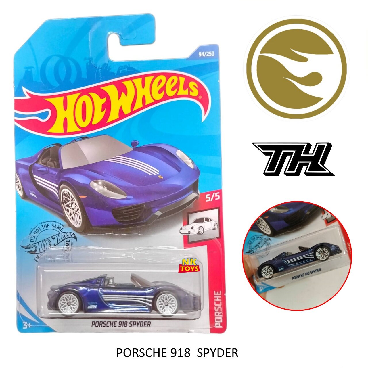 โมเดลรถเหล็ก Hotwheels Porsche 918 Spyder ลิขสิทธิ์แท้ ล้อยาง Sth