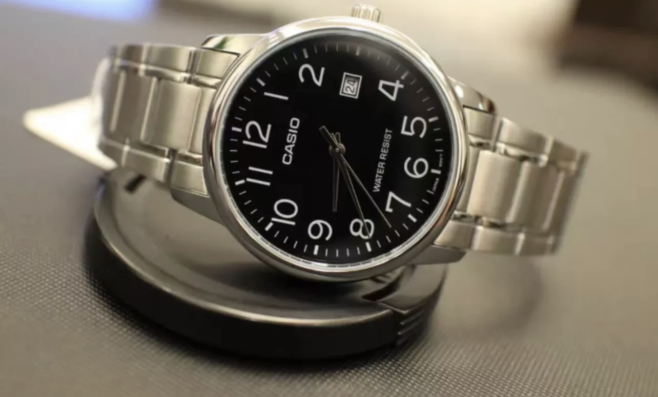 ST200 casio นาฬิกาผู้ชาย สายสเตนเลส ตัวล็อกแบบบานพับ รุ่น MTP-V001 MTP ...