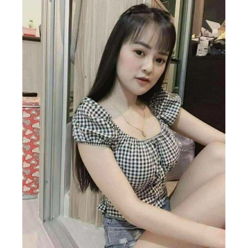 Mesubshop???? เสื้อแขนตุ๊กตา ครอปแขนดอลลี่ ลายสก็อต แต่งกระดุมหน้า เสื้อแขนดอลลี่ ????รุ่น ดอ ...