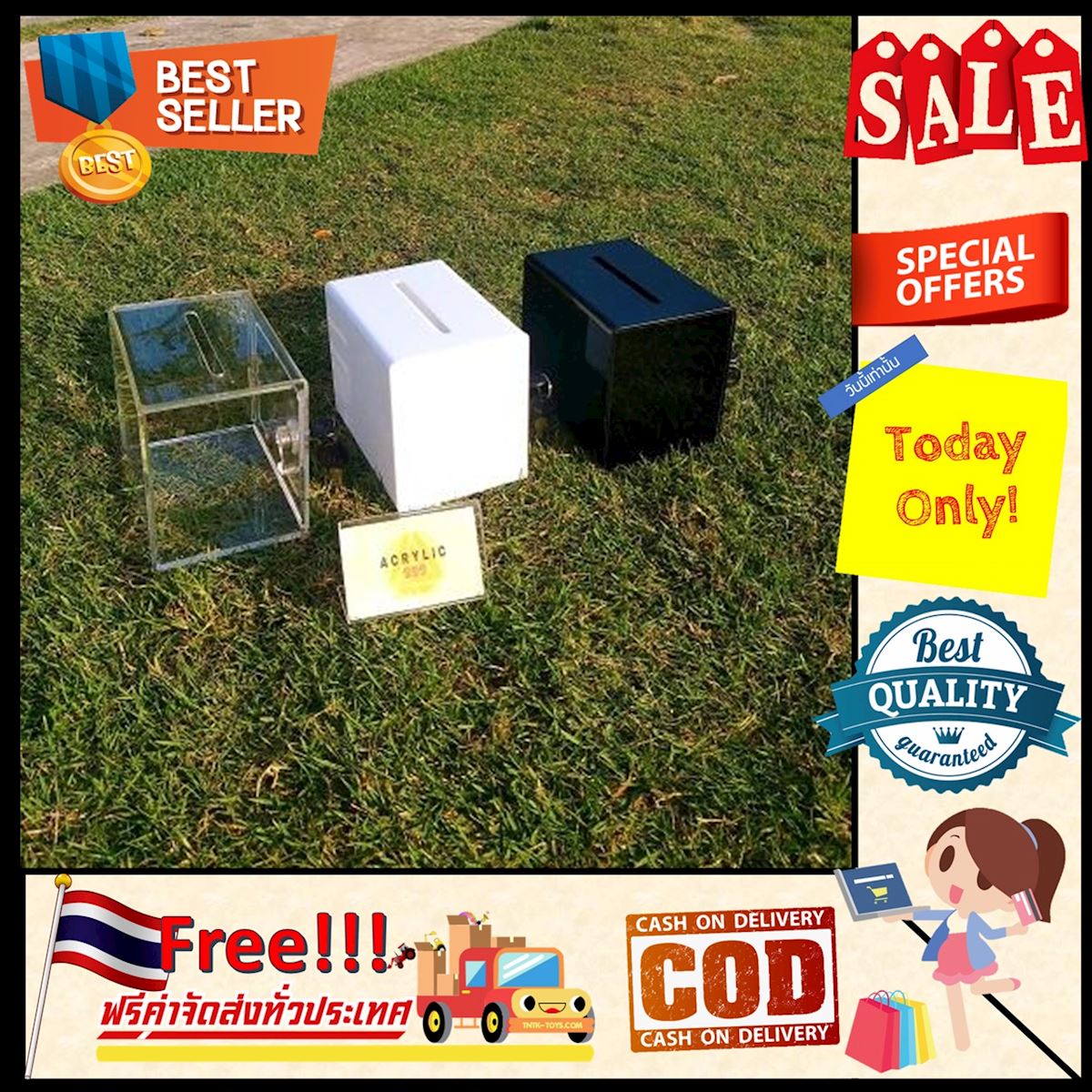 [โปรโมชั่นวันนี้เท่านั้น!!!]ตู้รับบริจาค TIP BOX มี 3 สี กล่องอะคริลิก tipbox กล่อง tip box ...