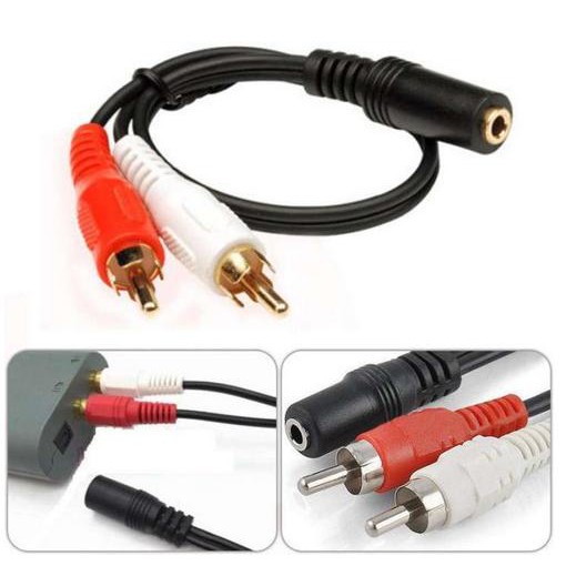 สาย AV 3.5mm Stereo Audio Female Jack to 2 RCA Male Socket to ...