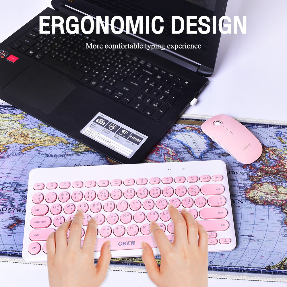 แท้100 OKER K885 WIRELESS DESKTOP ชุดคีบอร์ดเมาส์ไร้สาย Comboset เม้าส์ ...