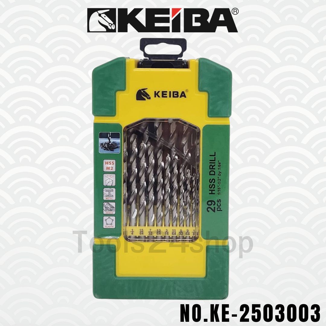 KEIBA ชุดดอกสว่าน เจาะเหล็ก HSS สีขาว กล่องพลาสติก 29 ตัวชุด ขนาด 1/16 นิ้ว - 1/2 นิ้ว No.KE ...