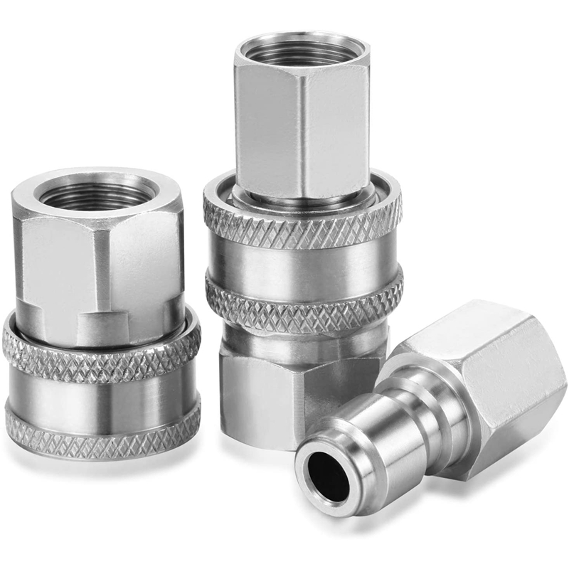2 Sets NPT 3/8 Inch Stainless Steel Male and Female Quick Connector Kit ...