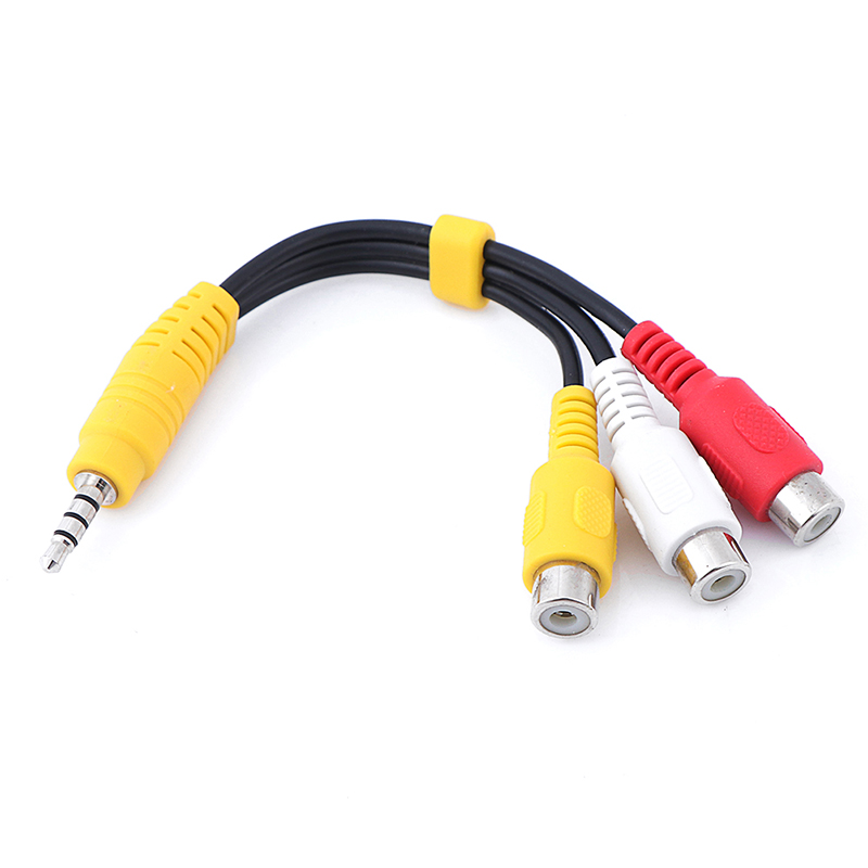 KingBe 1Pc 3.5mm mini aux male stereo to 3 RCA female audio video AV ...