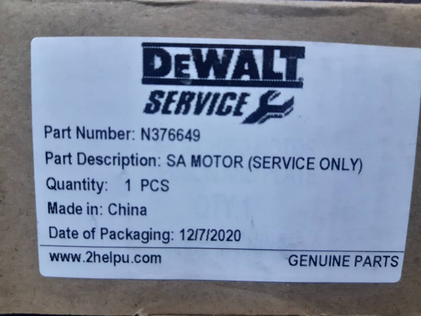 DeWALT motor with pinion อะไหล่ มอเตอร์ DC 18 v.(พร้อมเฟืองขับ) part no ...