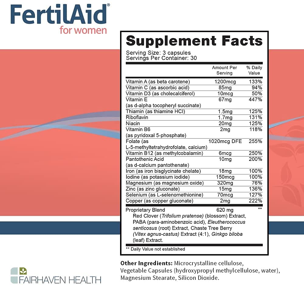 FertilAid for Women 90 Veggie Caps - Fairhaven Health - iLiveLife ...