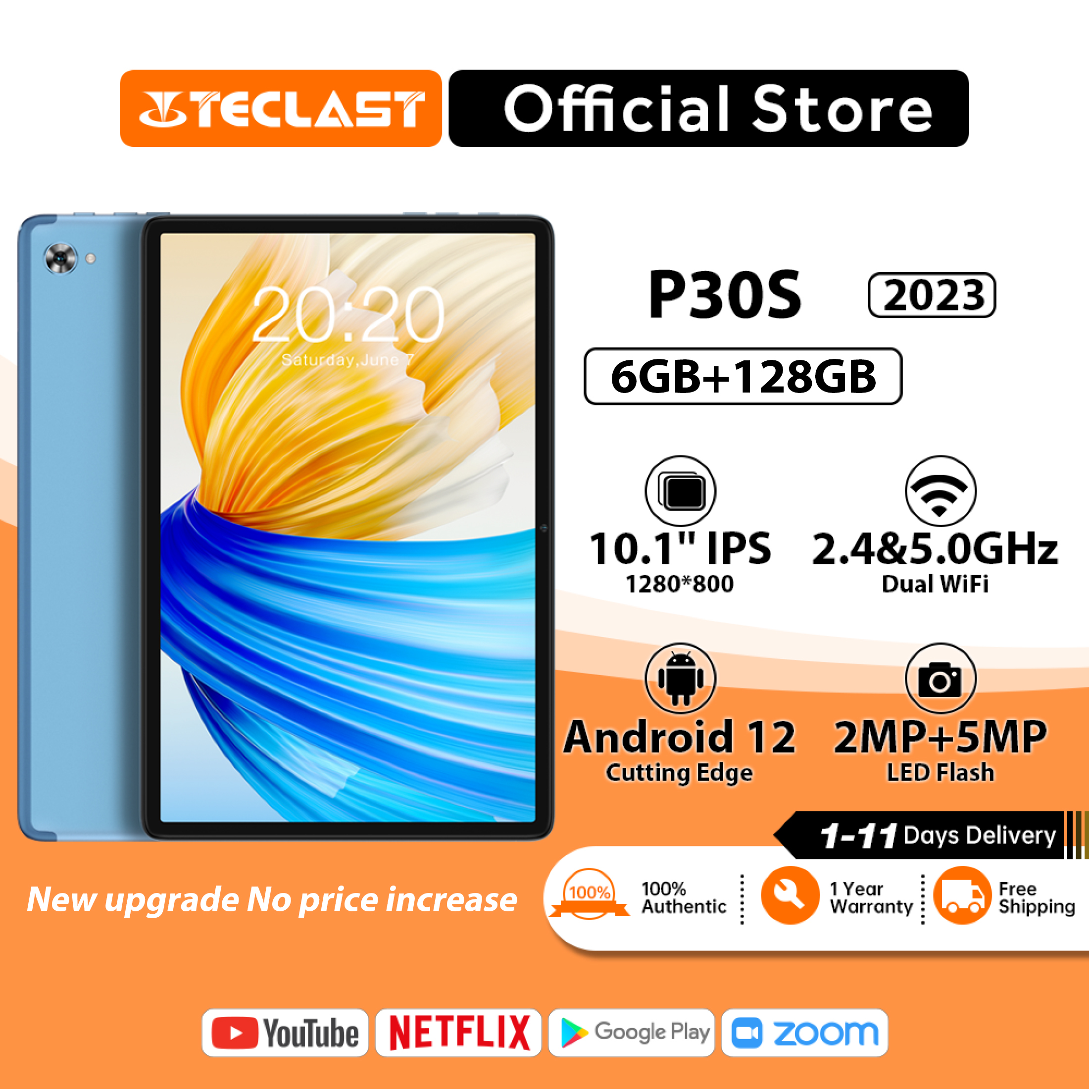 NEW 6128GBแท็บเล็ตของแท้ TabletTeclast P30S แท็บเล็ตราคาถูก tablet Android 12 OS 10.1 นิ้ว IPS ...