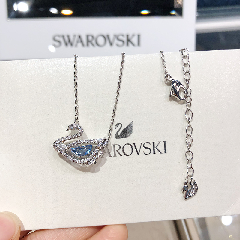 Hot Sale???? 100% แท้จริง Swarovski สร้อยคอ Blue and Red Swan DANCING ...