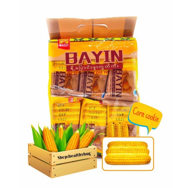 คุกกี้ บิสกิตข้าวโพด คุ๊กกี้นำเข้า Bayin Milk Corn Cookie ขนมพม่า ...