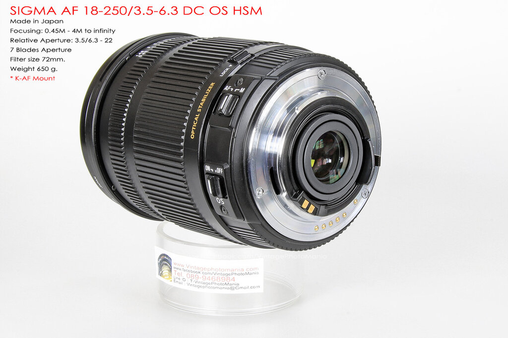 Sigma AF 18-250/3.5-6.3 DC OS *K-AF Mount - VintagePhotoMania - ThaiPick