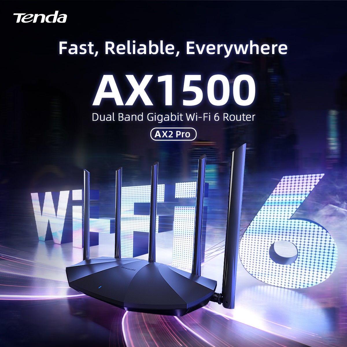 Tenda WIfi6 AX2 Pro Dual-Band 1501Mbps 2.4Ghz 5Ghz Gigabit Wi-Fi 6 Router ประสิทธิภาพสูง FEMs 5 ...