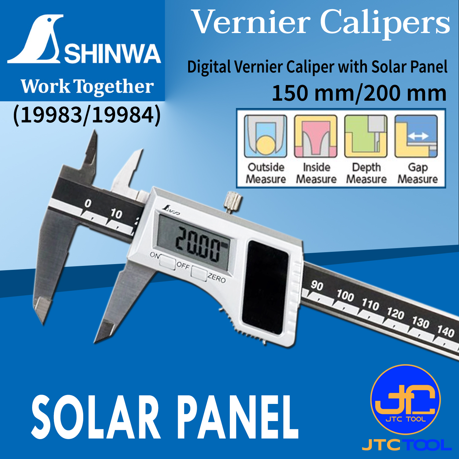 Shinwa เวอร์เนีย คาลิปเปอร์ ดิจิตอลใช้แบตเตอรี่และพลังงานแสงอาทิตย์ มี ...