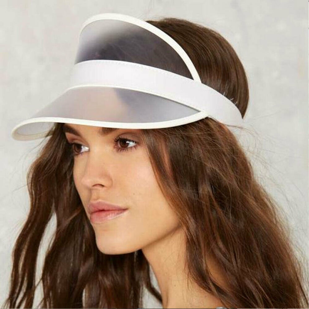 Hot Women Man Transparent Summer Sun Visor Party Casual Clear Plastic ...
