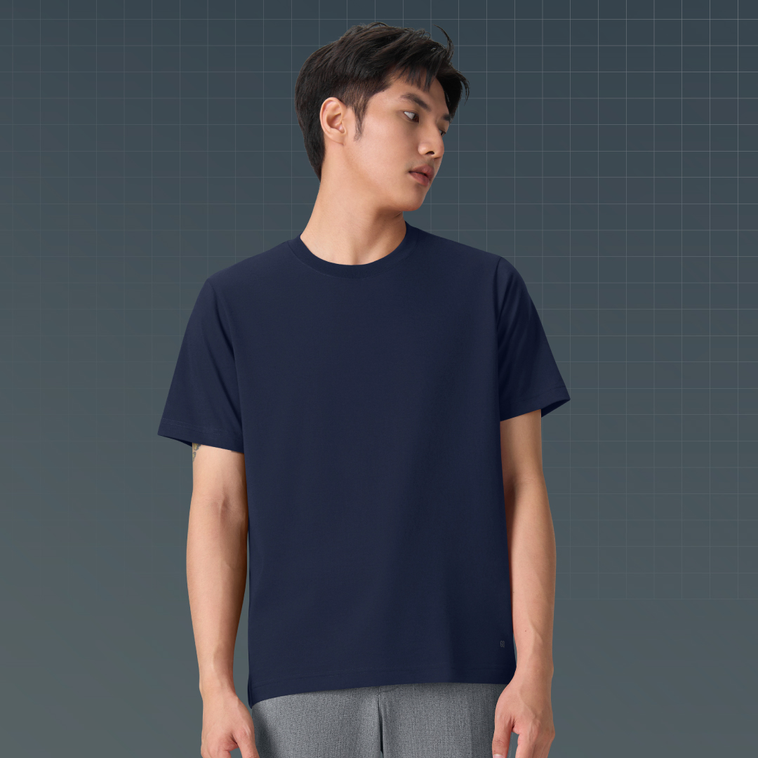 GQ Smart T-Shirt เสื้อยืดสมาร์ททีเชิ้ต ผ้าสะท้อนน้ำ สีกรมท่า | Lazada.co.th