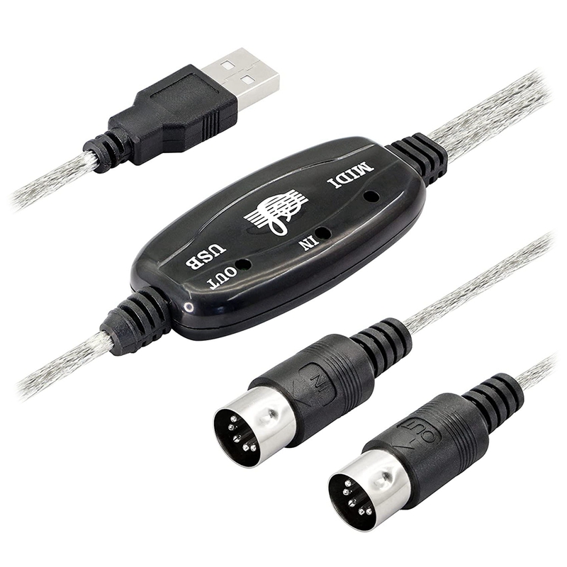 USB MIDI Cable Adapter, USB Type A Male to MIDI Din 5 Pin In-Out Cable ...